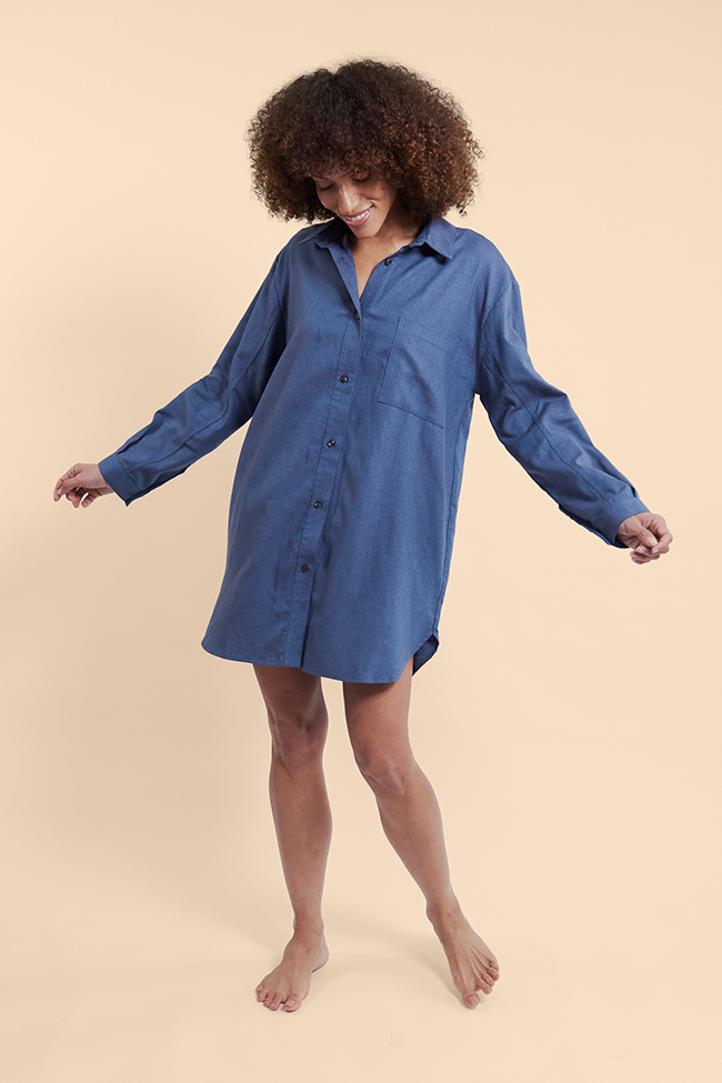 Classic Shirt Blue Brushed Cotton | The Sleep Shirt