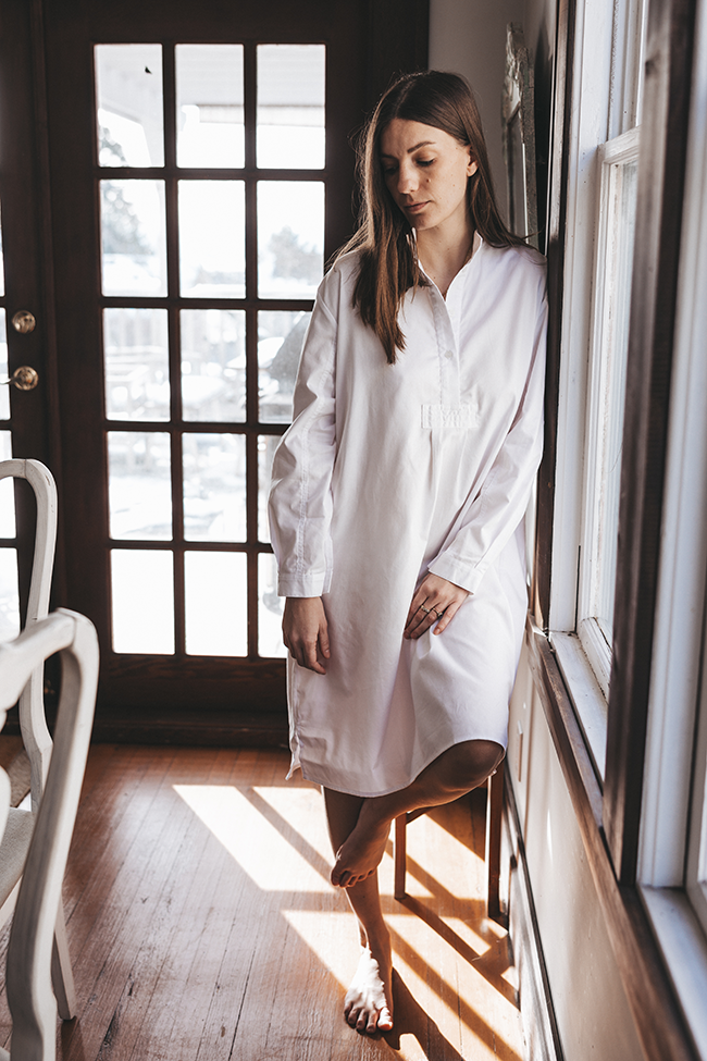 Long Sleep Shirt White Royal Oxford | The Sleep Shirt