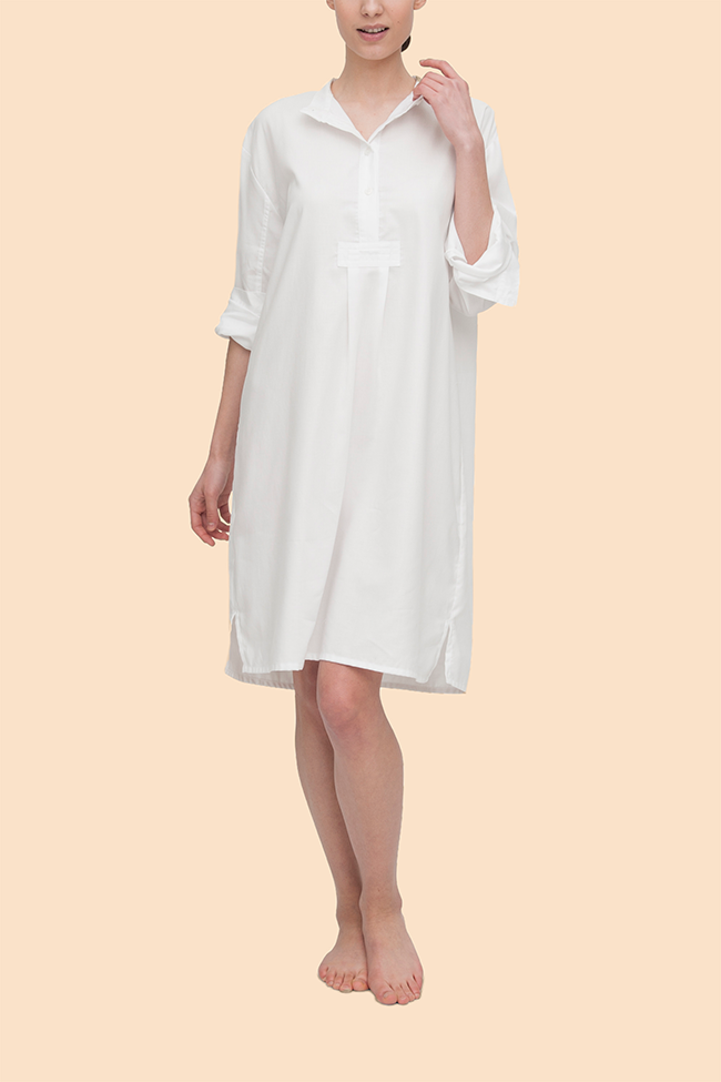 Long Sleep Shirt White Royal Oxford | The Sleep Shirt