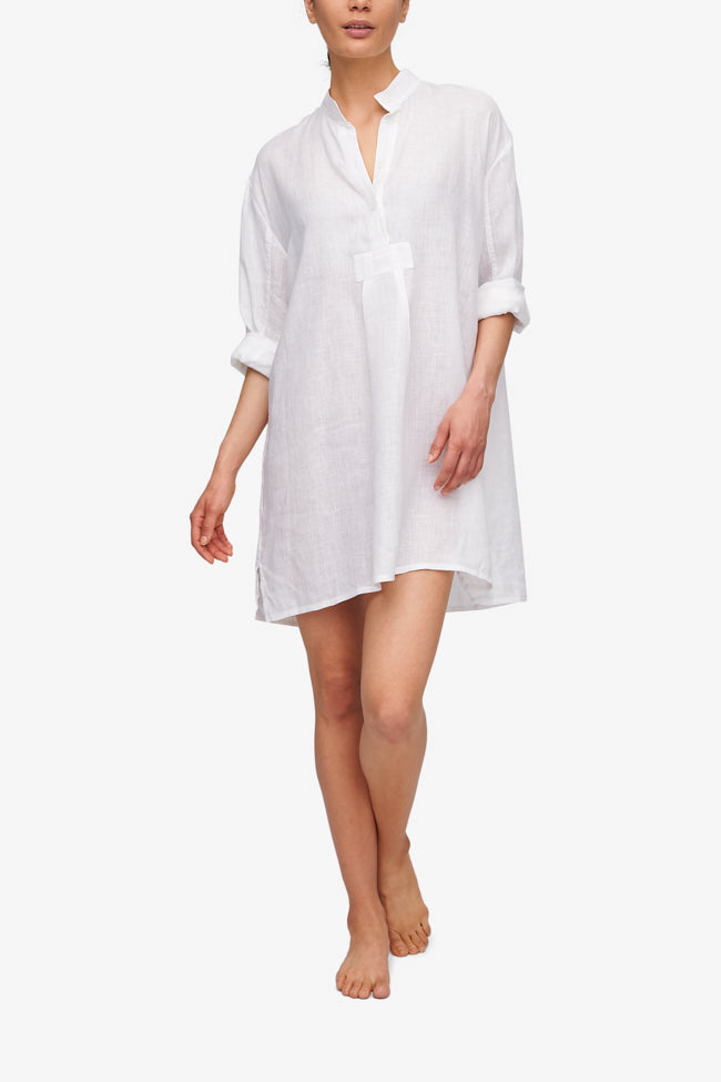 Short Sleep Shirt White Linen | The Sleep Shirt